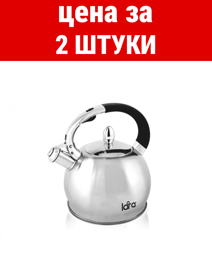 Комплект 2 шт, чайник нерж 3.1Л матовый со свист. Индукция LARA