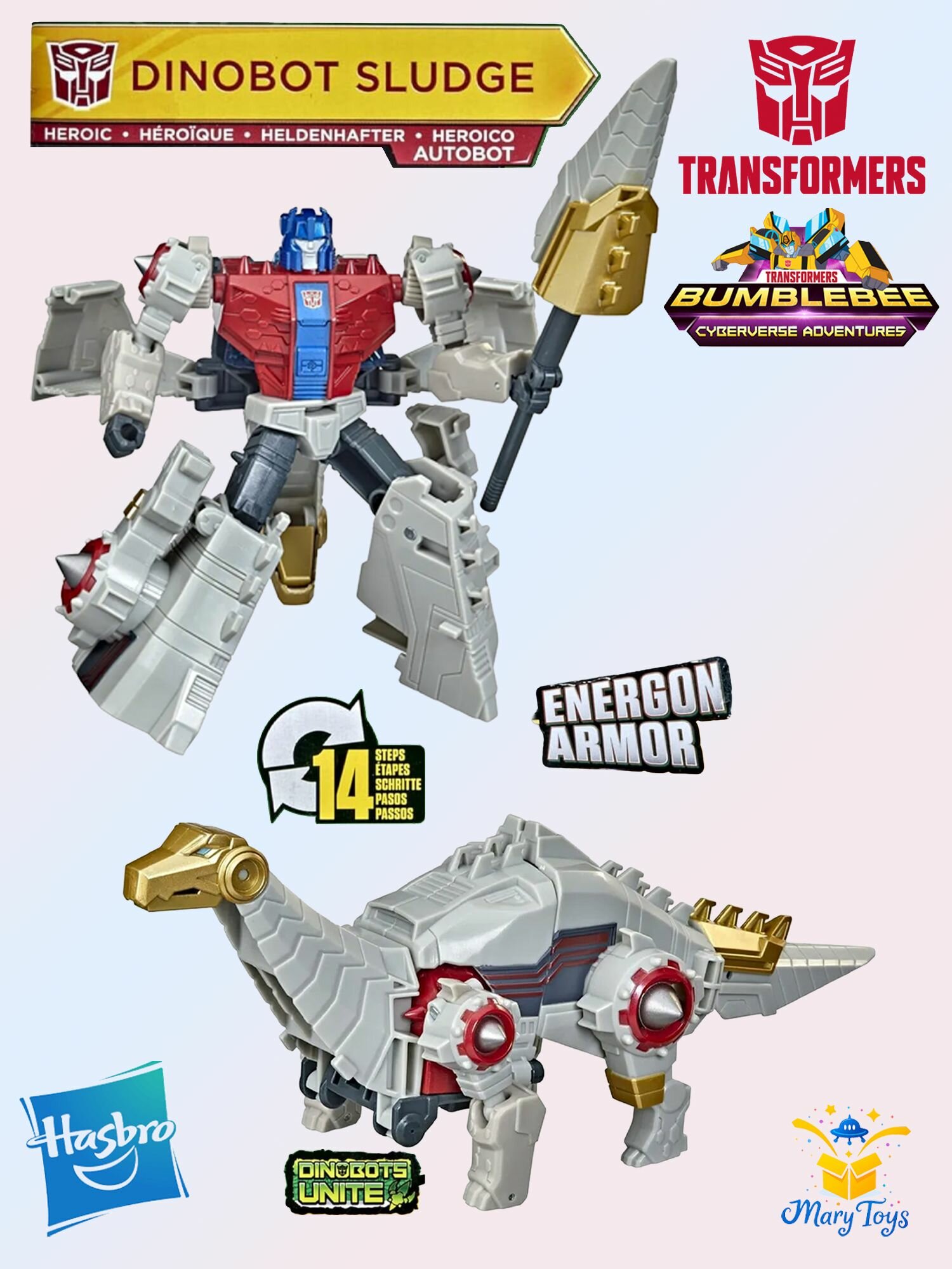 Игрушка Трансформер динобот следж Кибервселенная 15,24 см (14 шагов трансформации) Transformers Cyberverse DINOBOT SLUDGE Ultra Class F2754