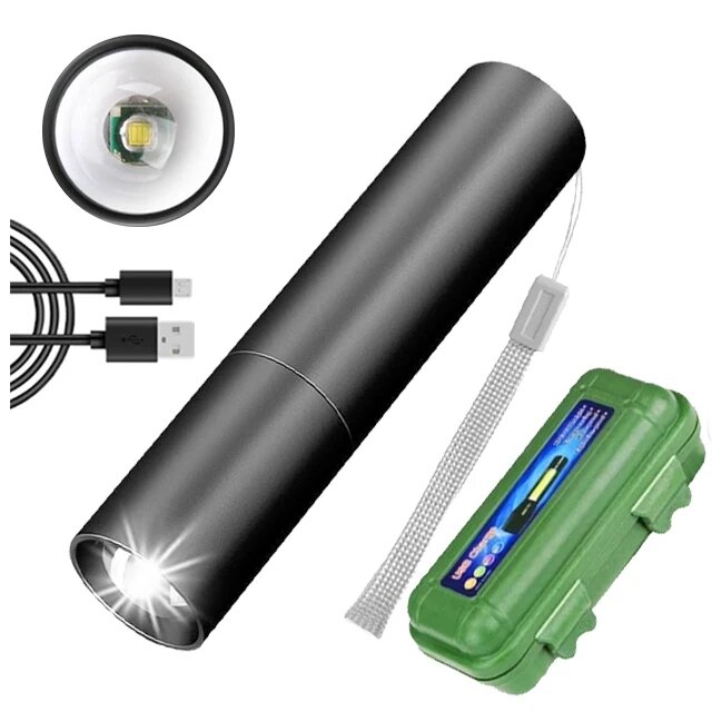 Портативный фонарик USB, зеленый, 1pc с коробкой