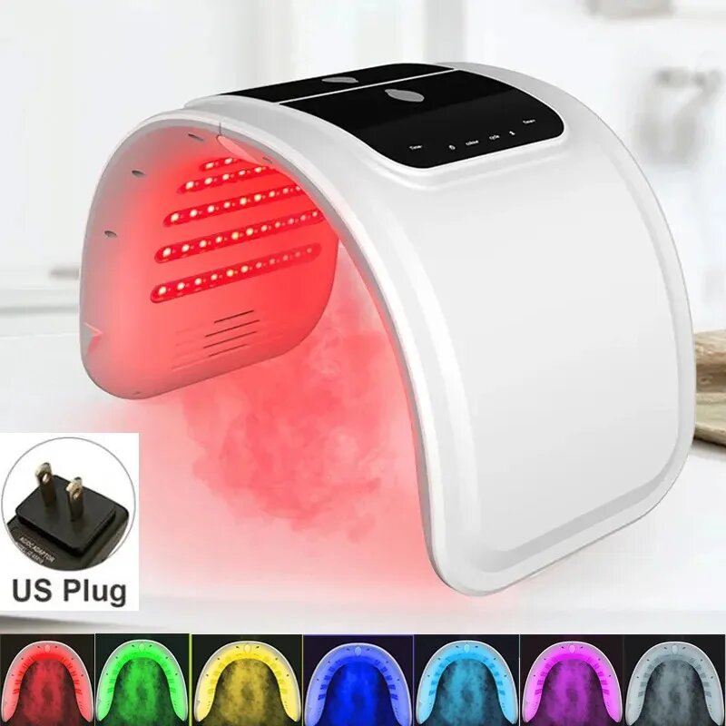 LED маска для лица 7 цветов, US Plug with Spray