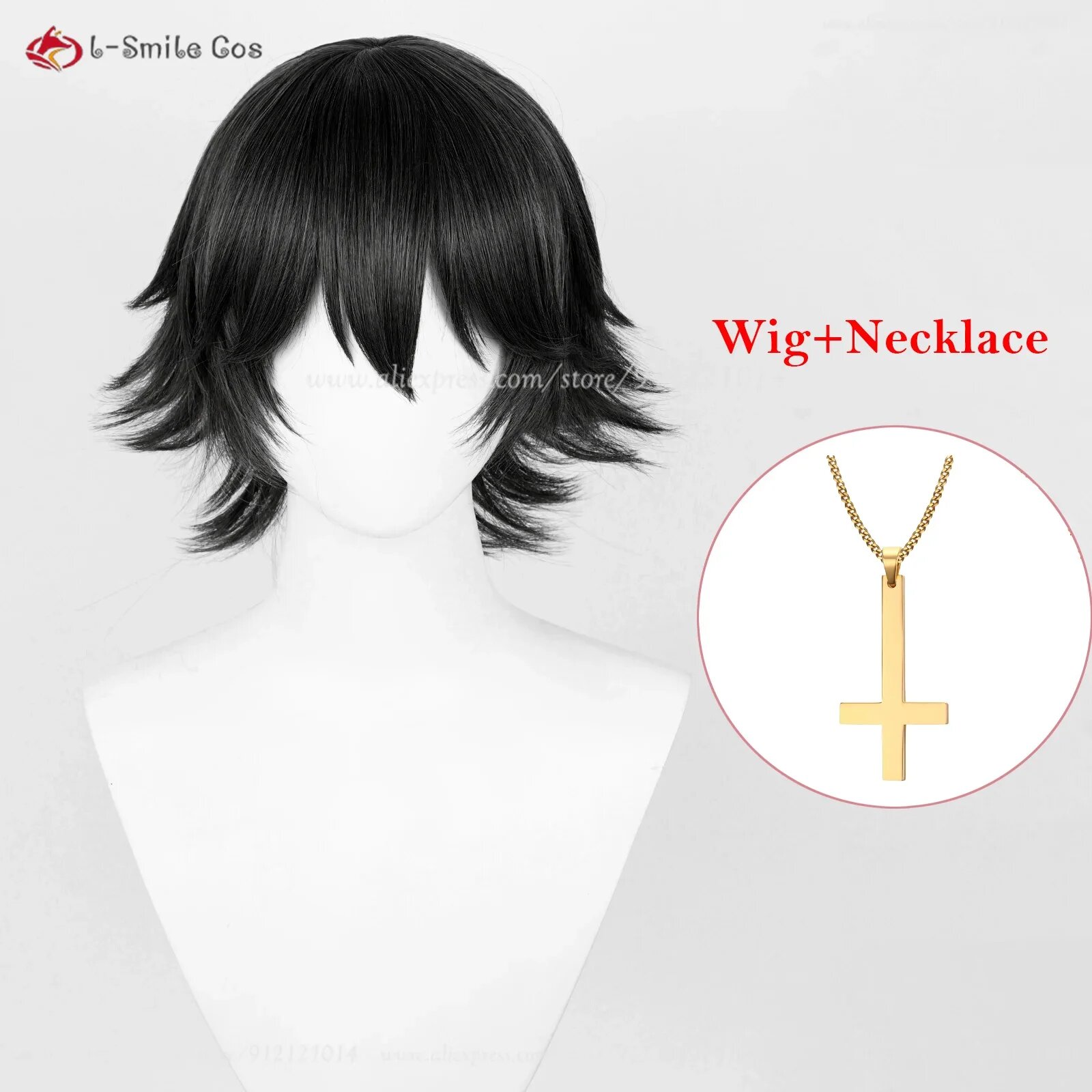 Косплей парик Шизуку Муракази черный Wi NYULPU wig and necklace