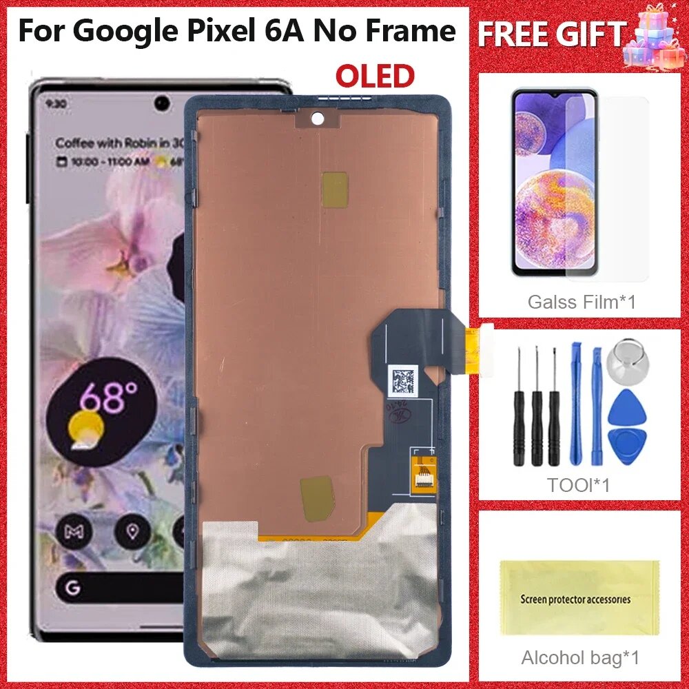 AMOLED для Google Pixel 6A ЖК-дисплей GX7AS GB62Z G1AZG GB17L дигитайзер сенсорного AMOLED No Frame
