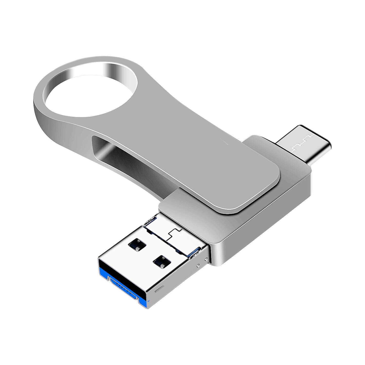 Трансг USB-флешка «четыре в одном» OTG для мобильного телефона, подходящая для Apple/TYPE-C/Android/USB USB Серебристый 512GB