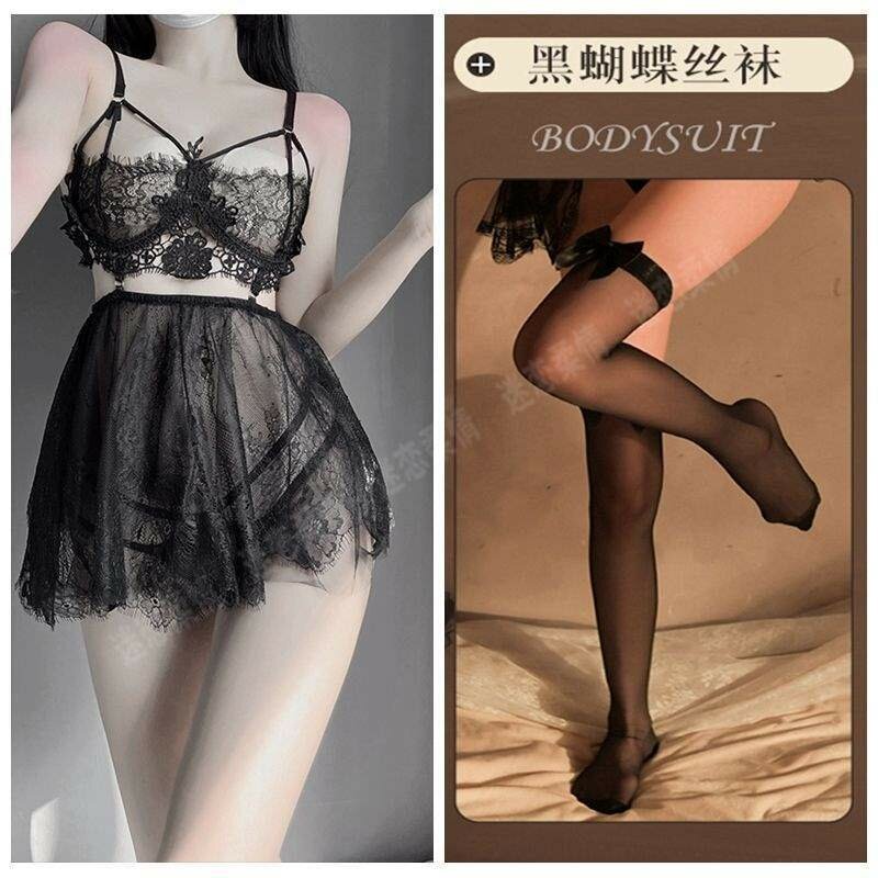 Сексуальное страстное облегающее ночное платье с вышивкой, ультракороткое, с открытым декольте, комплект нижнего белья с кружевной отделкой