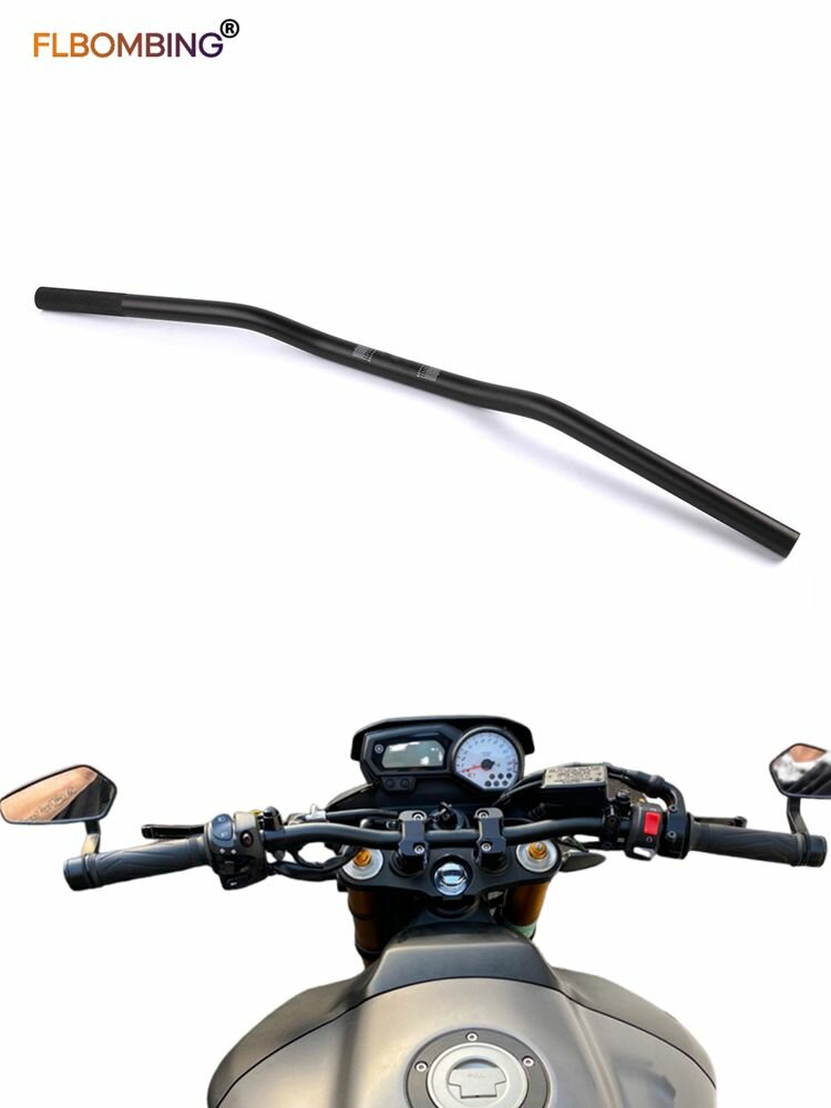 Мотоциклетный руль из алюминиевого сплава с низкой посадкой, изготовленный с ЧПУ, 22 мм, анодированный пескоструйной обработкой, черного цвета, длина 720 мм для Honda Yamaha Kawasaki Suzuki и т. д.
