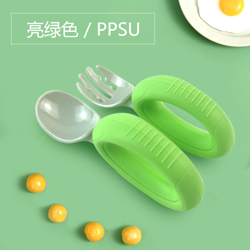 Набор вилки и ложки из PPSU силикона, 316 нержавеющая сталь, короткая ручка для малышей, вилка и ложка для детского сада, самостоятельное питание