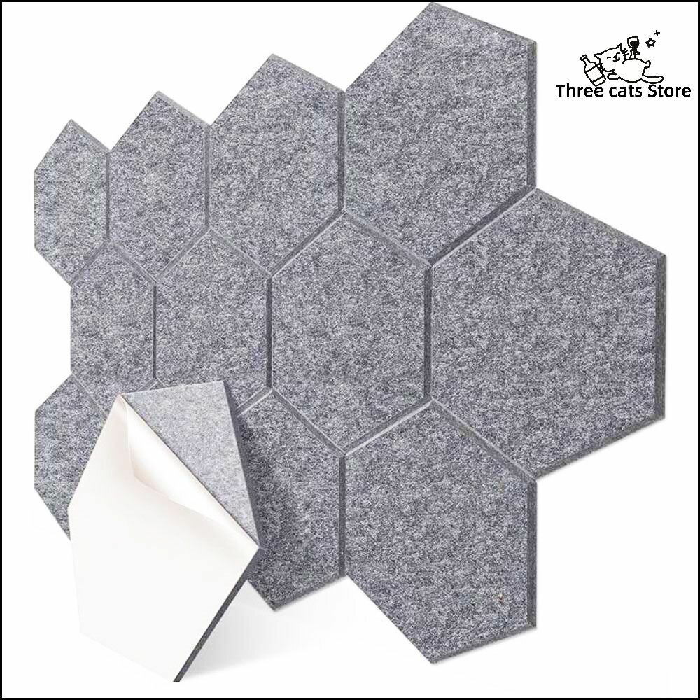 Самоклеящиеся шестиугольные акустические панели 30х26 см, 24 шт, используются для эффективной звукоизоляции стен домашнего кинотеатра, студии или офиса.