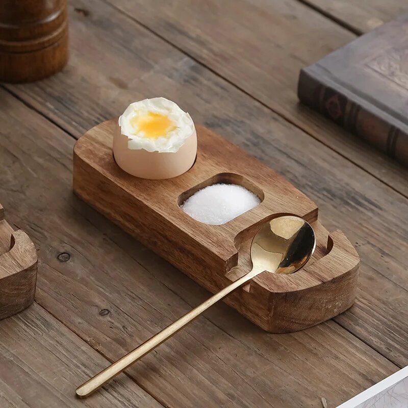Деревянный держатель для яиц + ложка, Egg Cup holder2 — фото 1
