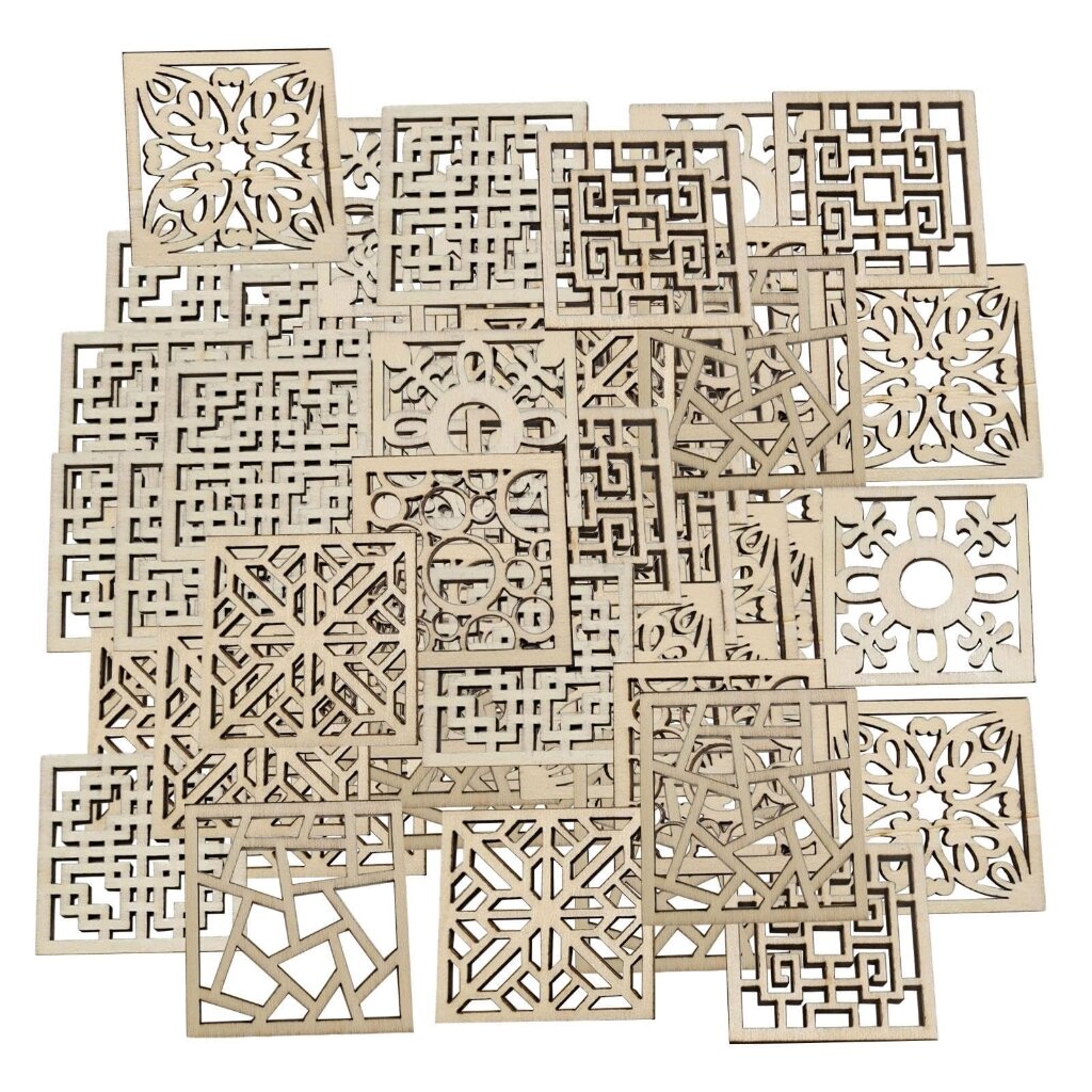 Квадратный цветок деревянная щепа украшение дома деревянная щепа diy ручной работы деревянная щепа деревянное ремесло-100 шт