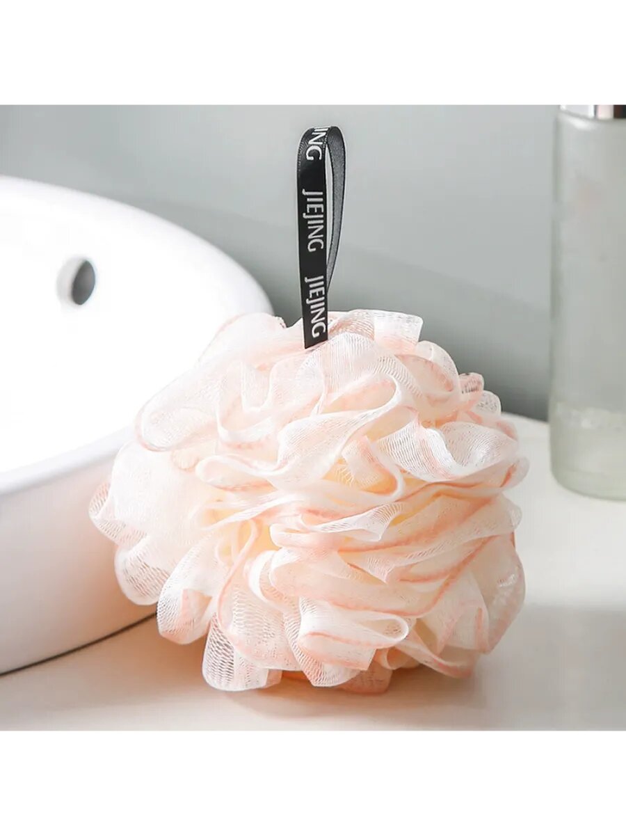 Мочалка-сетка для душа-нежно-розовый, 12см