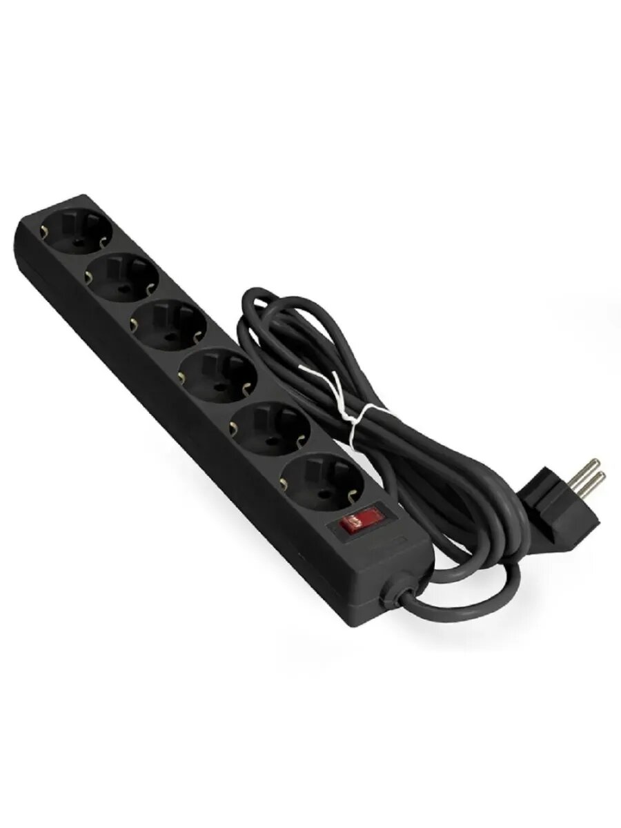 Сетевой фильтр SP-6-3B 6 розеток, 3м, евровилка, черный