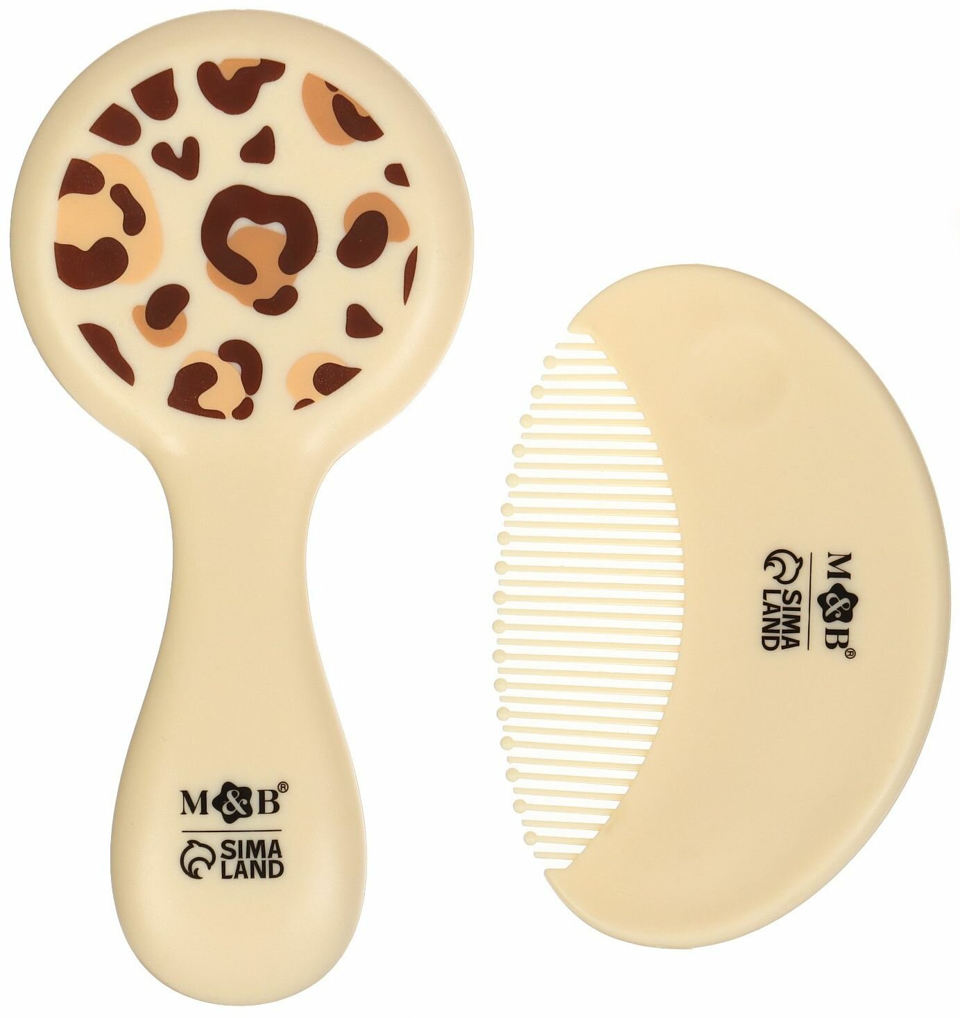 Набор детских расчесок "Леопард" для волос, детская массажная щётка и расческа-гребешок для новорожденных и малышей, 2 шт.