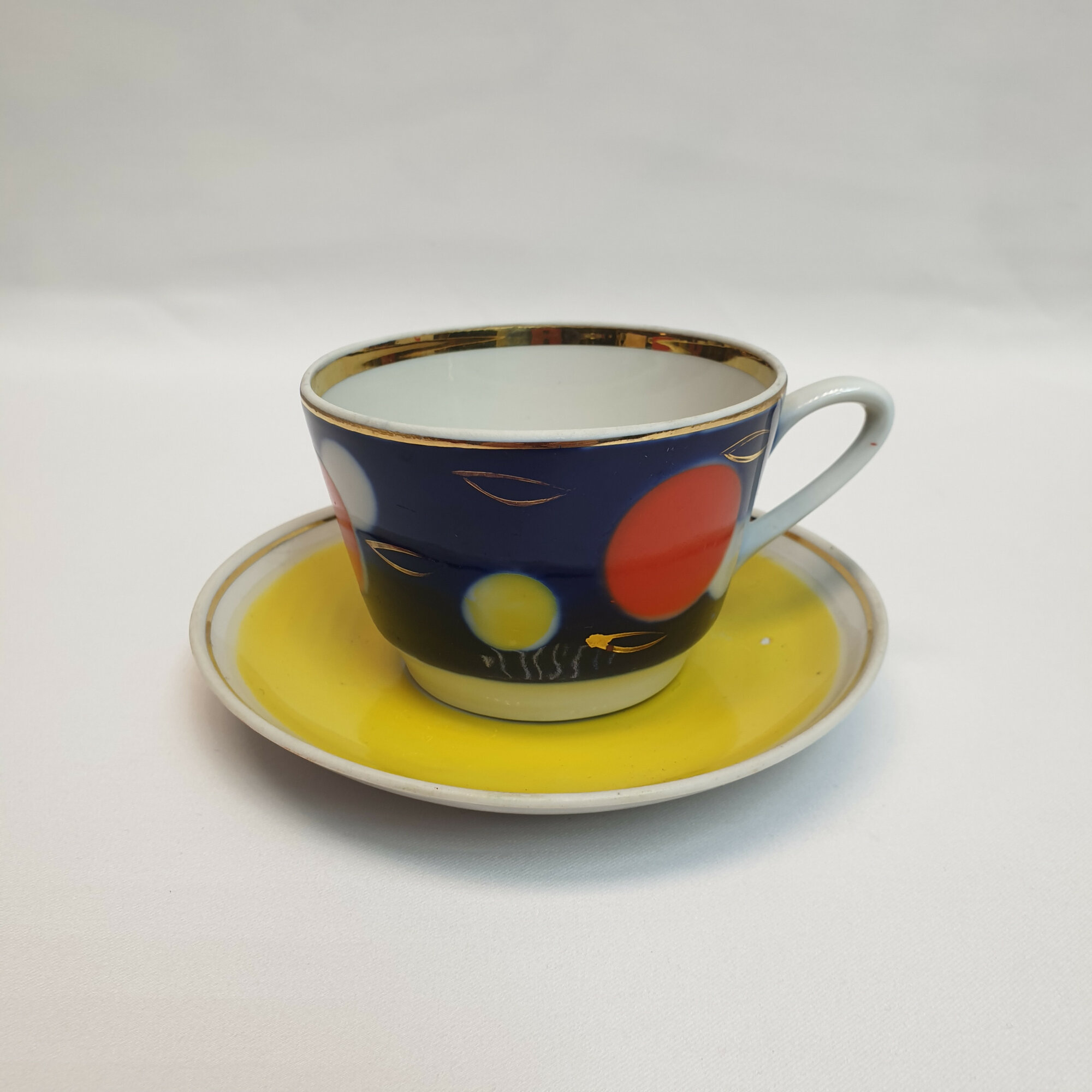 Чайная пара Полонное, крытье позолота 220 мл, винтаж СССР