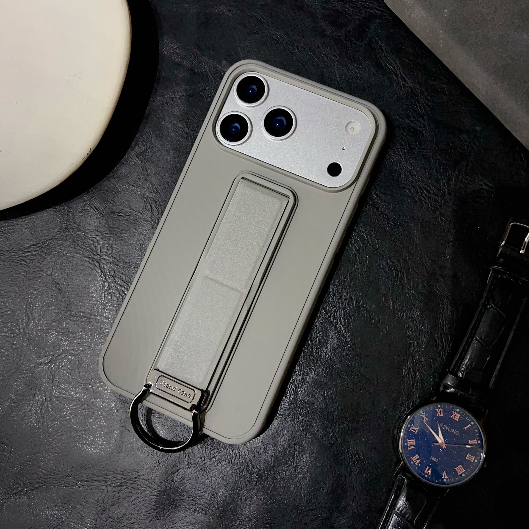 Чехол для Apple iPhone 17 Pro / Айфон 17 Про, soft touch, чехол-кардиомонитор, искусственная кожа, поликарбонат (PC), защита камеры, ударопрочный, усиленные углы, держатель поп-сокет, Apple,