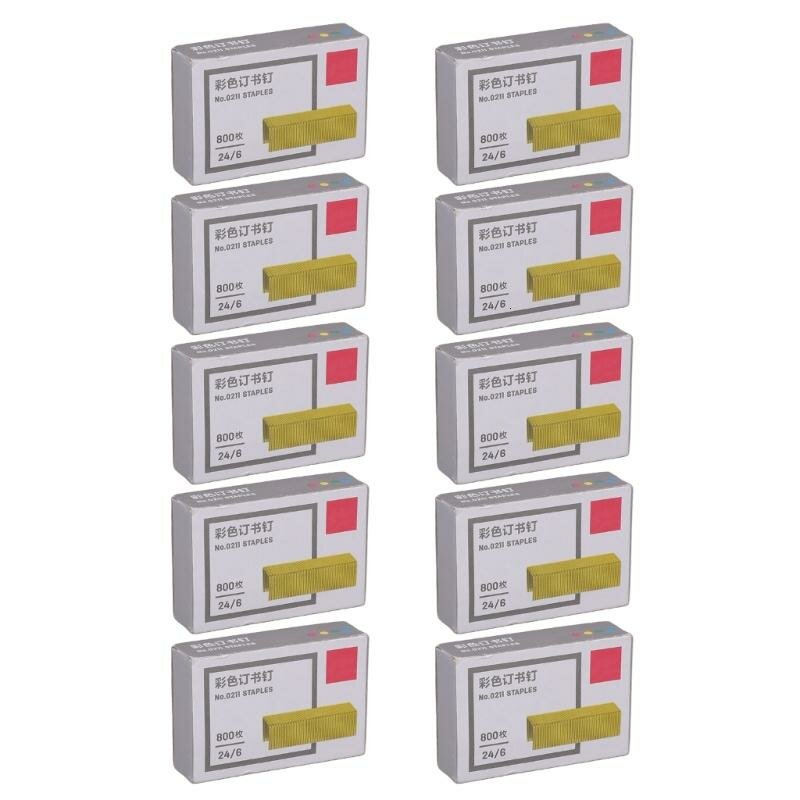 Металлические скобы 12 калибра, многоцветные, 24/6#, 10 коробок