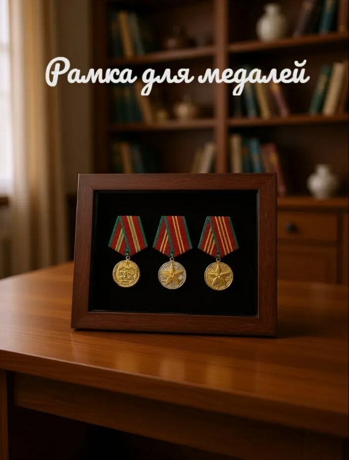 Рама футляр ручной работы для медалей, орденов и нагрудных знаков черная