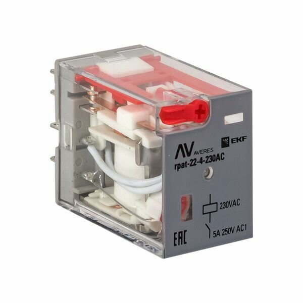 Реле промежуточное EKF с кнопкой и механической индикацией, AVERES
