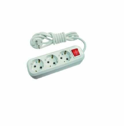 Удлинитель силовой Makel 3х2 м, с заземлением, 16А, IP20, с выключателем