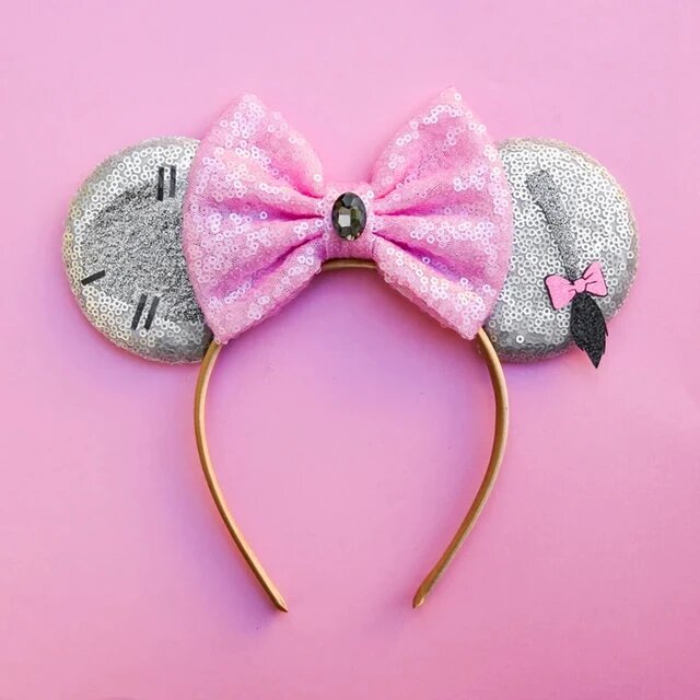 Повязки на голову с ушками Микки Мауса от Disney, аксессуары для волос для вечеринок для девочек и женщин, повязки на голову с Минни Маус, детские повязки на голову с бантиками и пайетками, подарки.