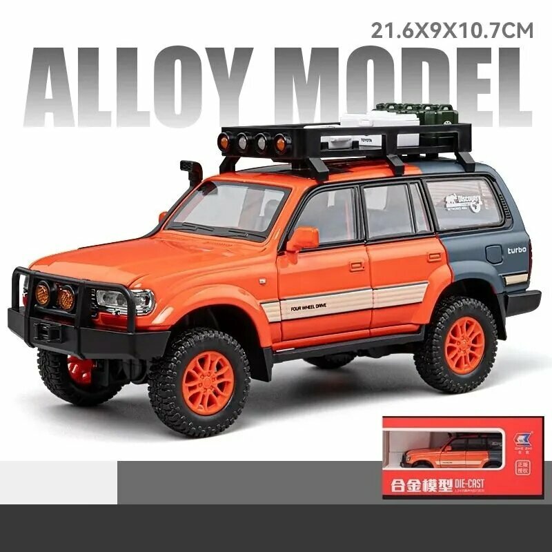 DIECAST CAR 1/24 Коллекционная металлическая машина Toyota Land Cruiser LC80 Advanture Camping SUV Off Road Игрушечная машина