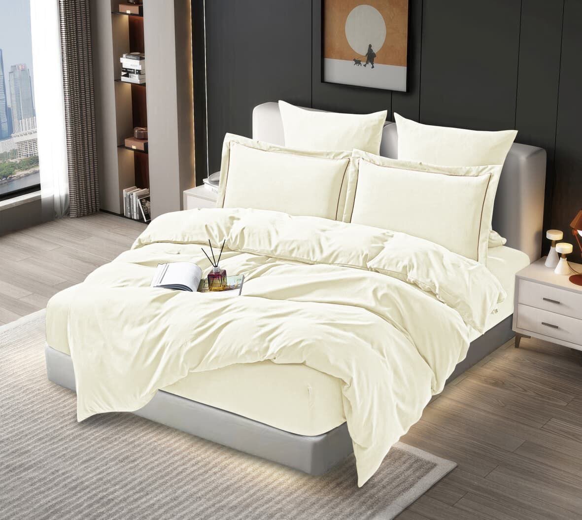 Комплект постельного белья бархатный Сатин размер 1.5 полуторный простыня на резинке