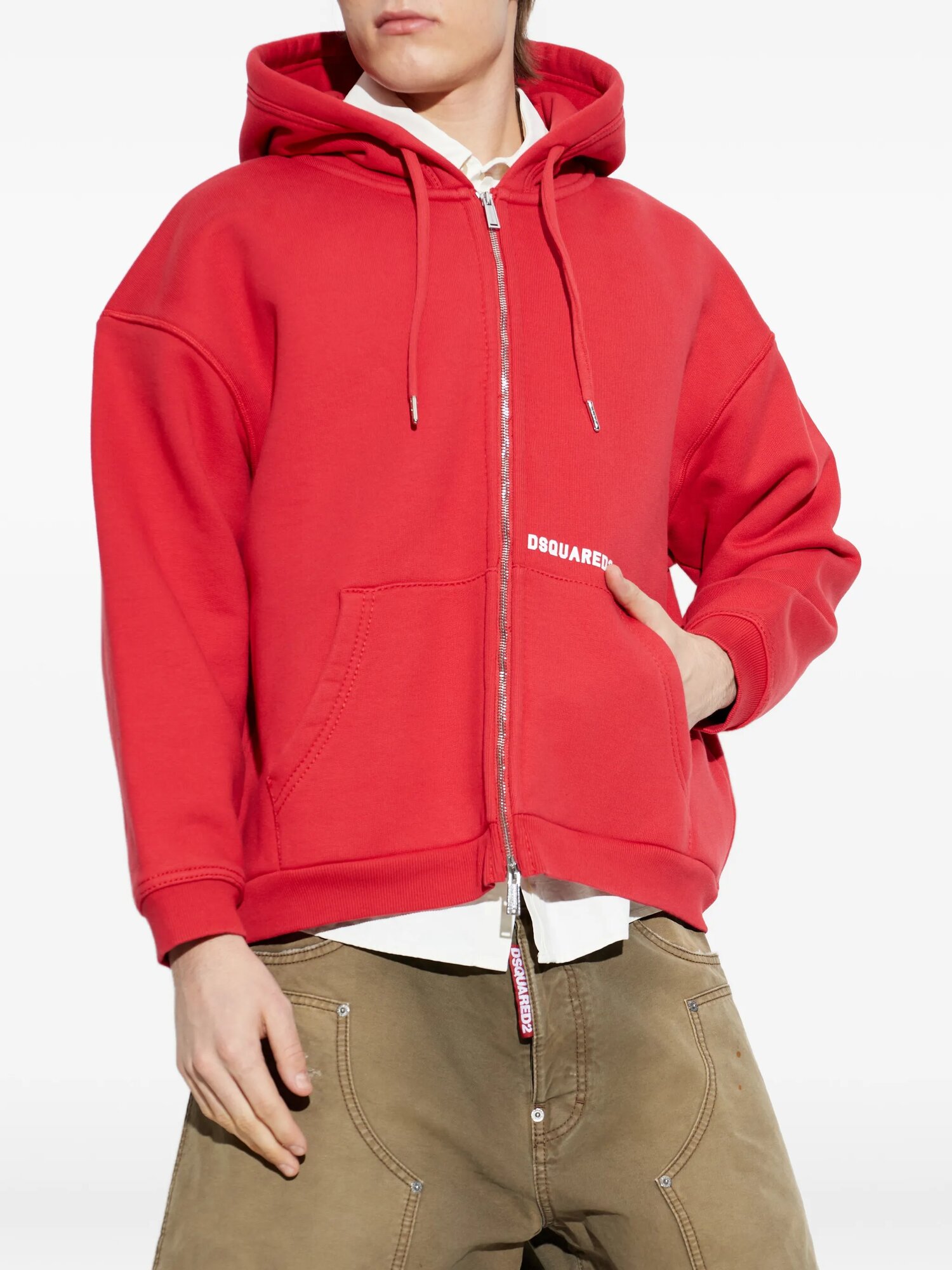 Худи DSQUARED2 Logo-embroidered hoodie, размер S, , красный — фото 1