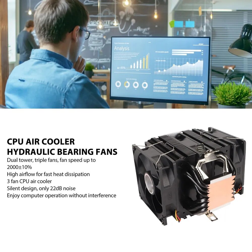 9CM CPU Cooler, двухбашенный, для Intel и AMD — фото 1