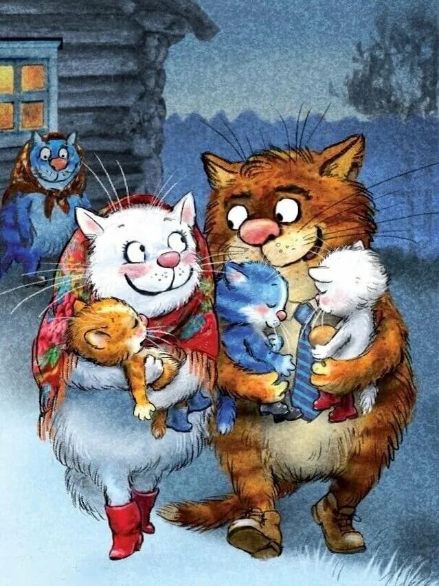 Алмазная Мозаика "Зенюк Рина Синие Коты " 30х40 См Алмазная Вышивка / Картина Стразами Подарков / Украшения