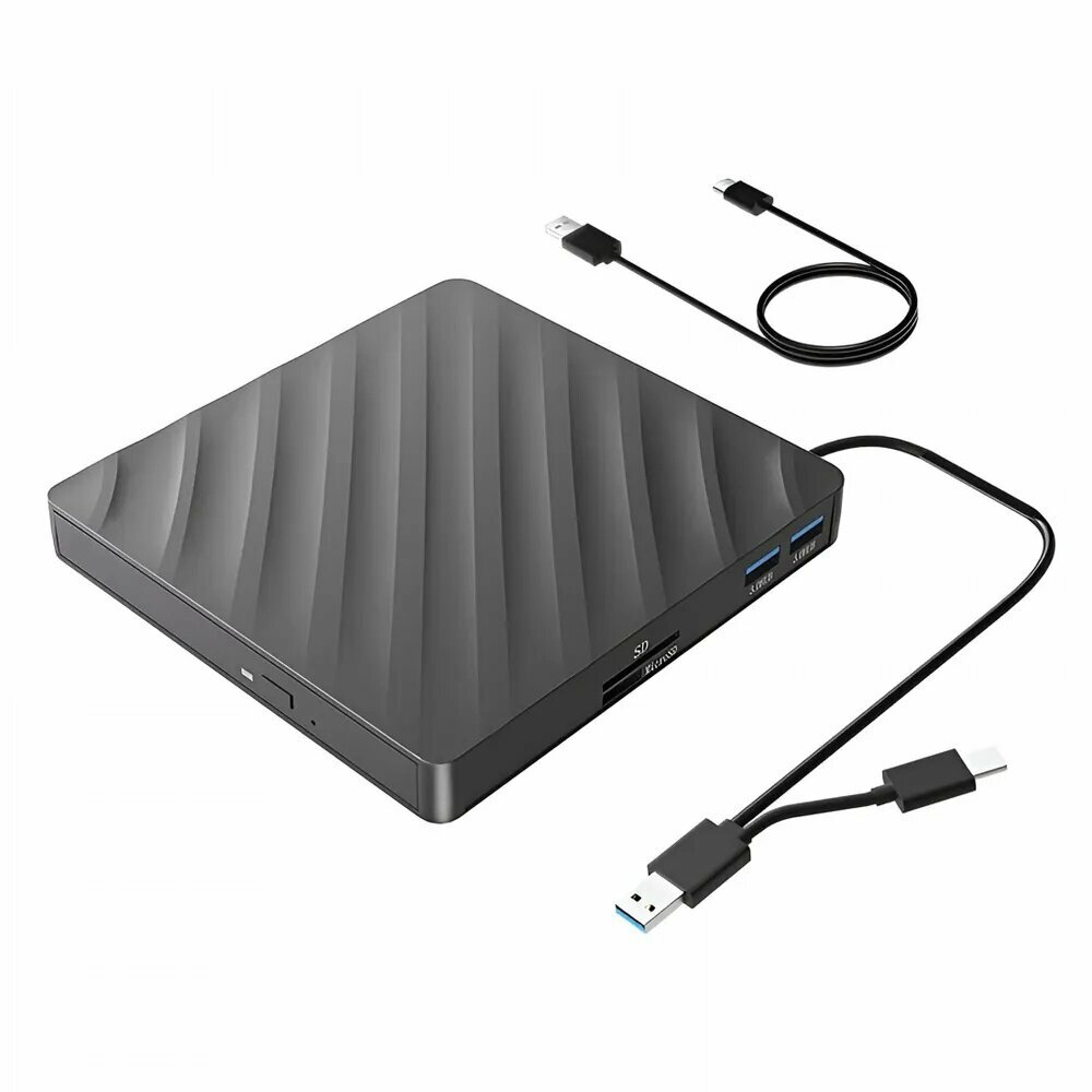 GJX Внешний Blu-ray привод 5 в 1, USB3.0, Type-C, многофункциональный BD-Combo, портативный и лёгкий.