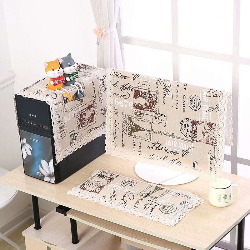 Чехол для компьютера из хлопка и льна, защитный чехол для LCD-монитора, чехол для настольного компьютера