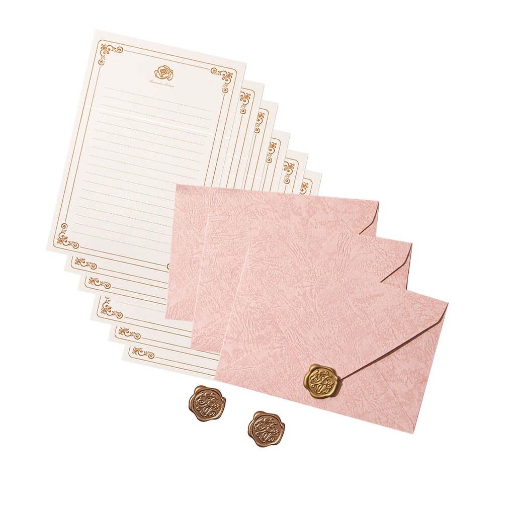 6шт Бумаги Для Писем, 3 Одинаковых Конверта, 3 Наклейки с Печатью и Штампом для Свадьбы