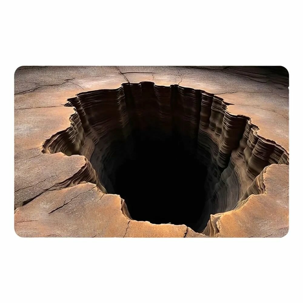 Моющиеся нескользящие дверные коврики 3D Optical Illusion для входа в спальню (Cliff)