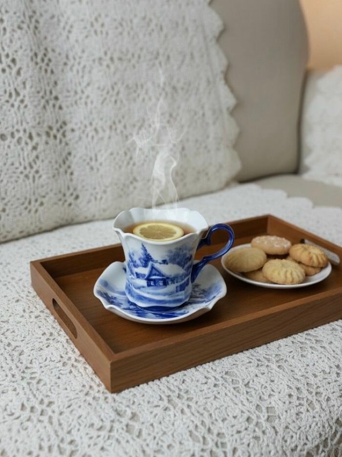 Чайная пара "Колокольчик Пейзаж" 220 мл чашка с блюдцем гжель фарфор ручная роспись