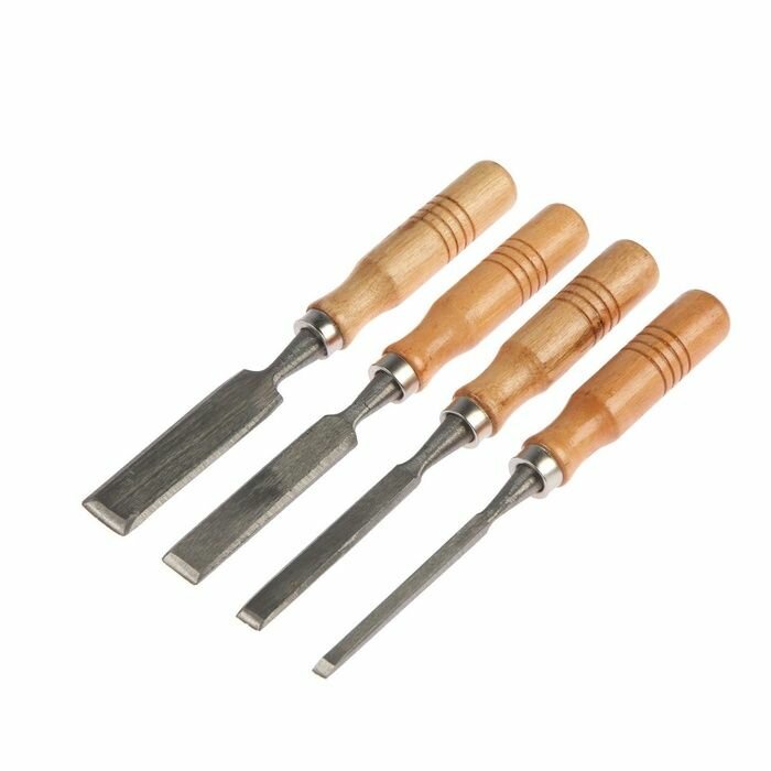 Набор стамесок 4 штуки , деревянная рукоятка, 6-12-18-24 мм