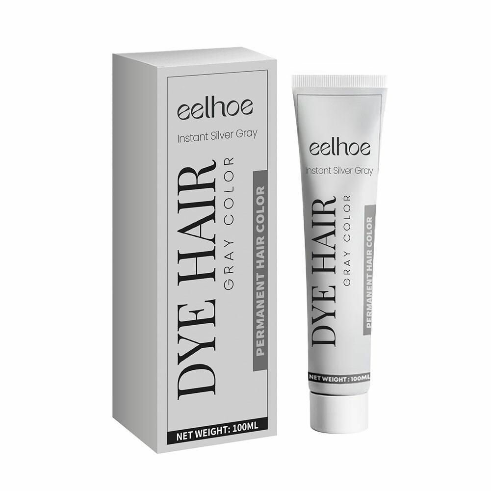Крем-краска для седых волос натуральная долговременная окраска унисекс дымчато-серый панк стиль