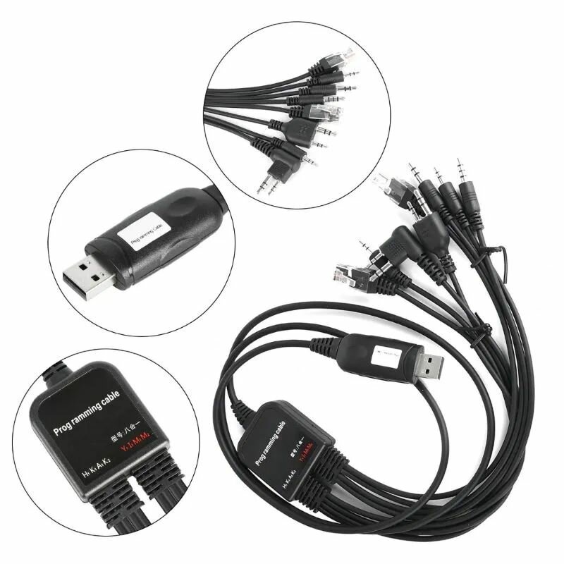 USB-кабель для программирования портативной рации 8 в 1, кабель записи частоты