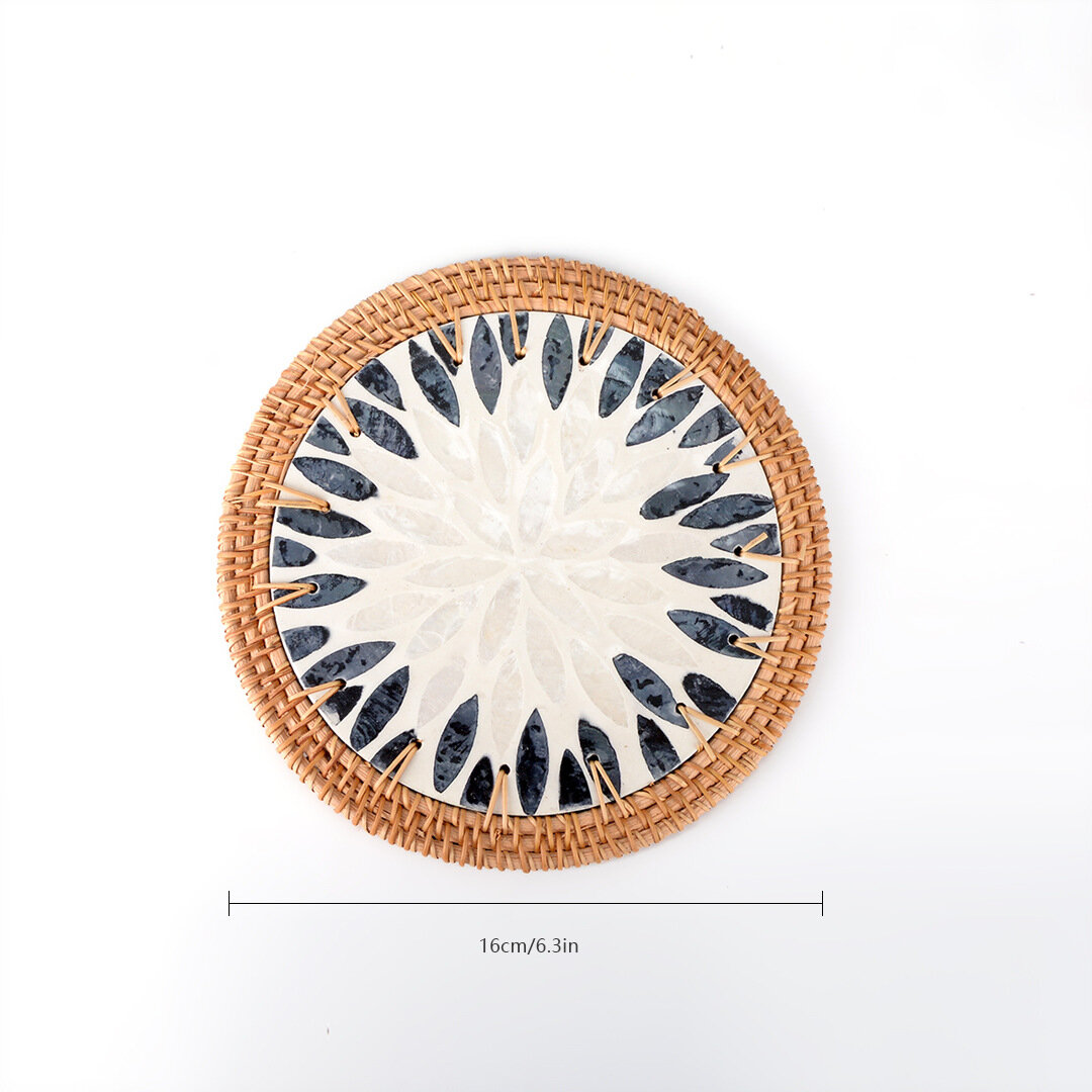 Горячая продажа в Юго-Восточной Азии, импортированные ручной работы цветные подставки из ракушек, креативная натуральная перламутровая теплоизоляционная подложка, легкая роскошная деревянная декоративная подставка для миски