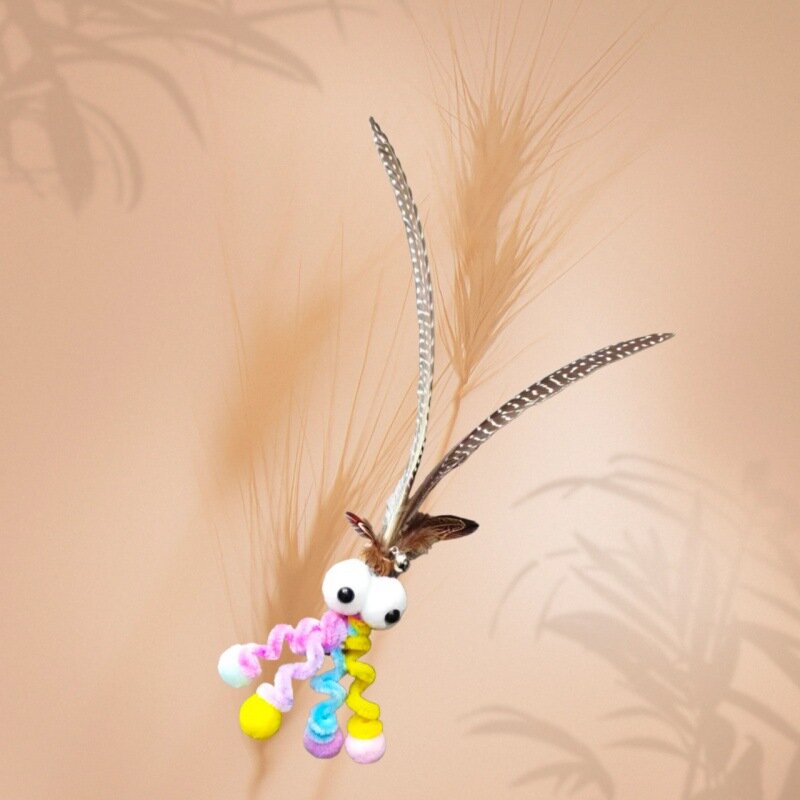 Игрушка для кошек, удлиненная палка с перьями фазана/перья страуса, дразнилка с колокольчиком, игрушка для кошек, оптовая продажа от производителя