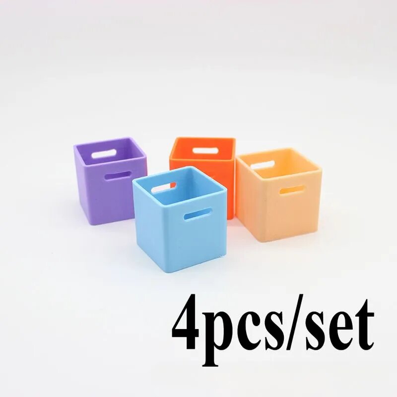 4 штуки / комплект миниатюрных аналоговых мини - 4 - цветных моделей контейнеров для хранения, подходящих для украшения игрушечного дома