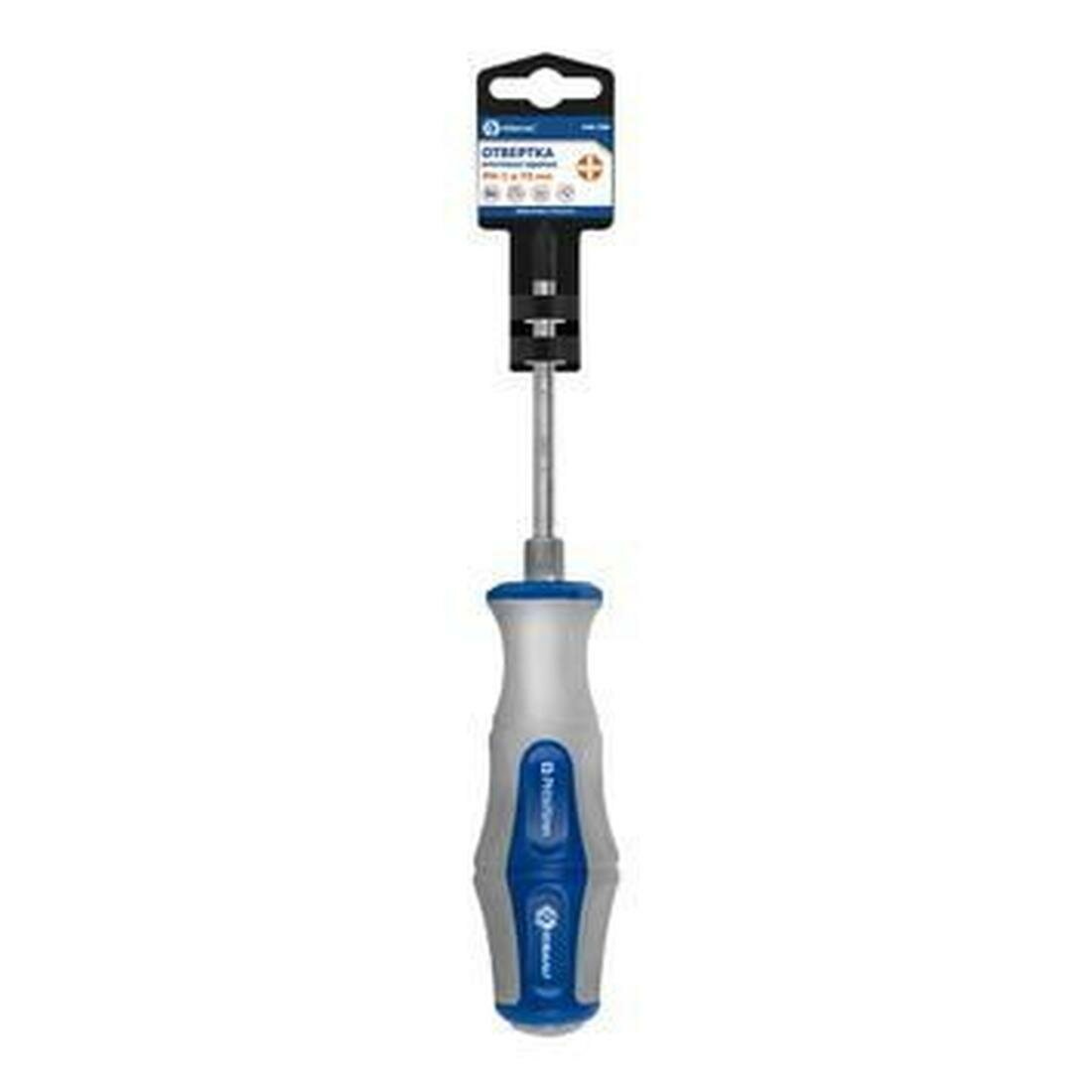 Отвертка ударная кобальт Ultra Grip PH-1 x 75 мм, сталь S2, двухкомпонентная рукоятка, подвес