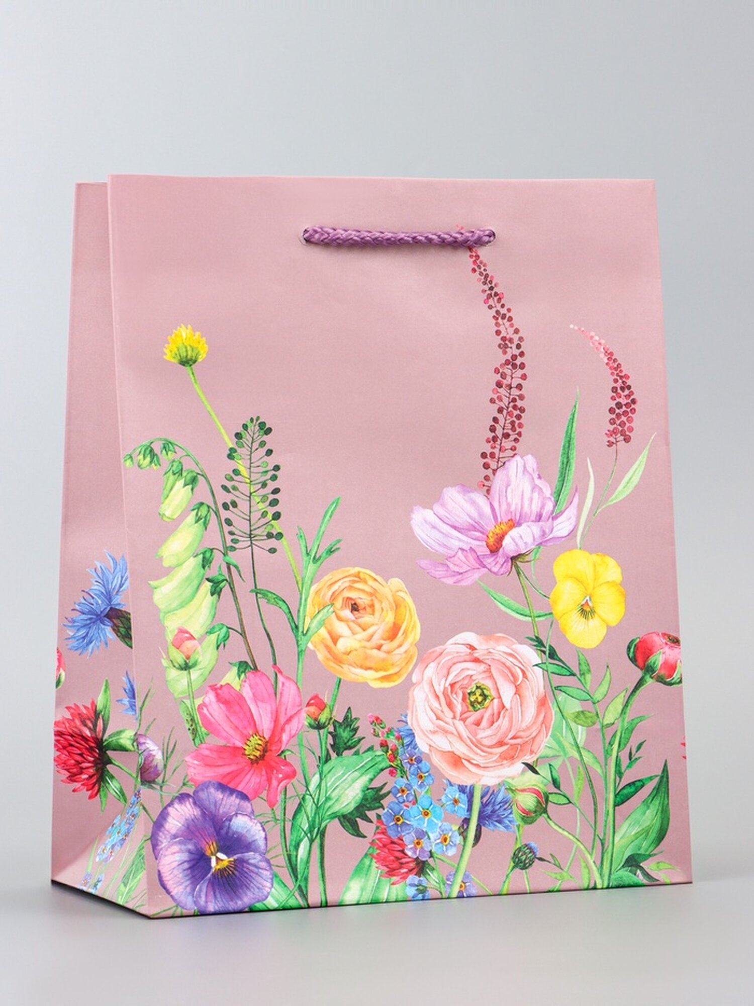 Пакет подарочный ламинированный, "Цветочный узор" 18 х 22,3 х 10 см 10961825