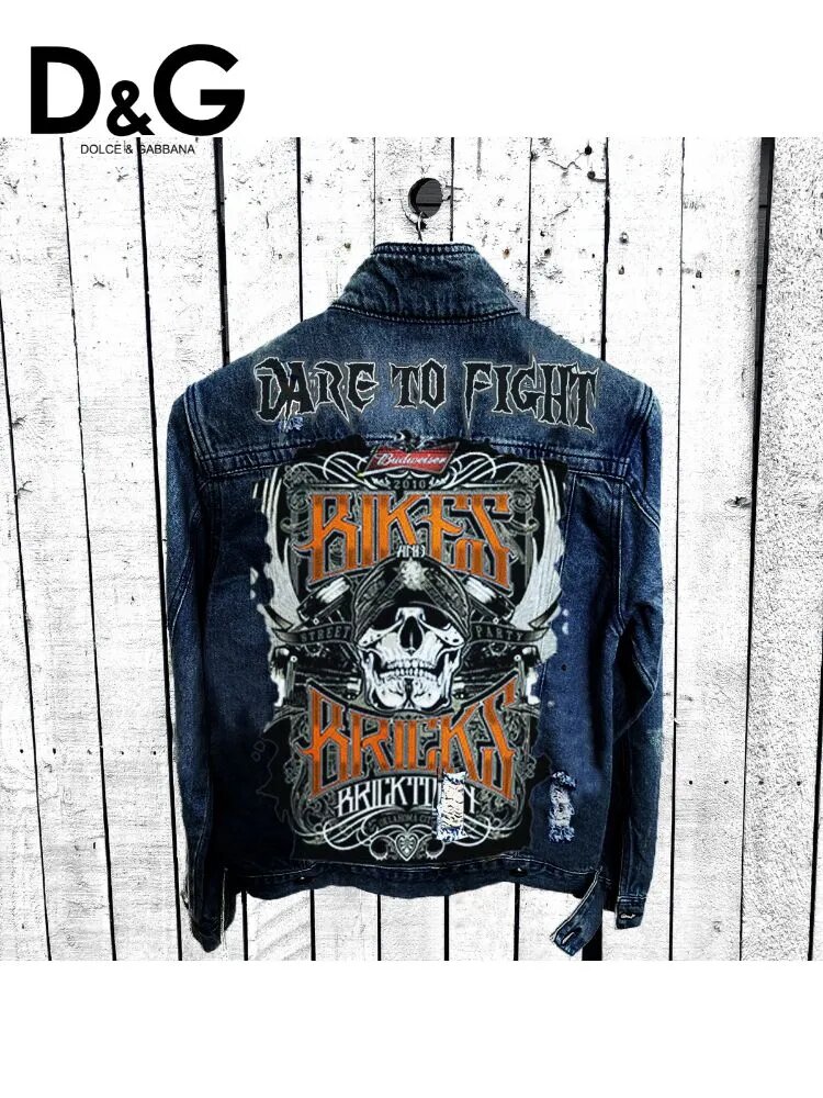 Куртка Dolce&Gabbana Мужская джинсовая куртка в стиле ретро-панк-Свободный крой, винтажный дизайн, премиум качество