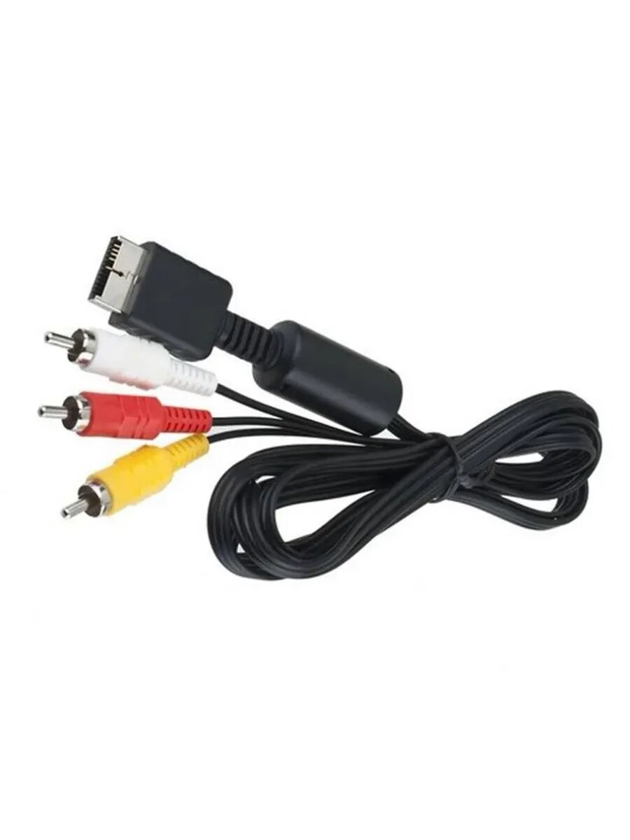 Аудио-видео кабель AV 3 RCA, черный, 1.8м для PS2/PS3