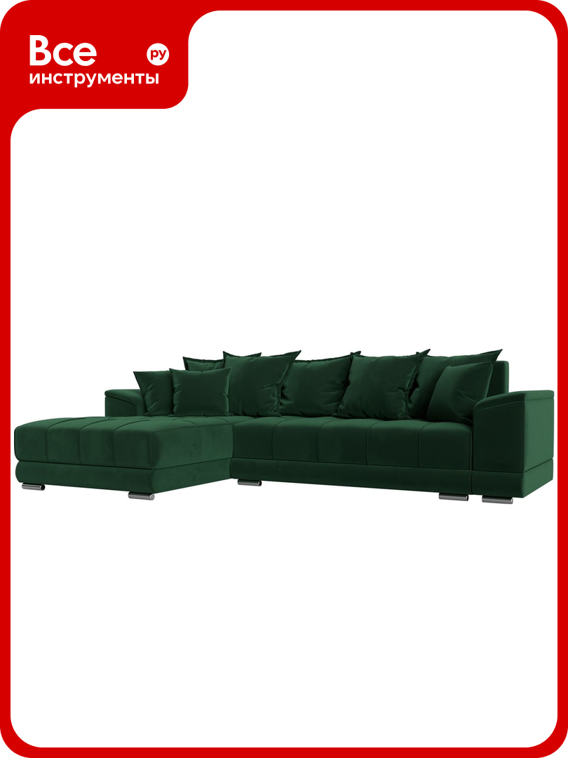 Угловой диван Лига диванов НордСтар левый угол 121108L современный дизайн, велюровая обивка, трансформация еврокнижка