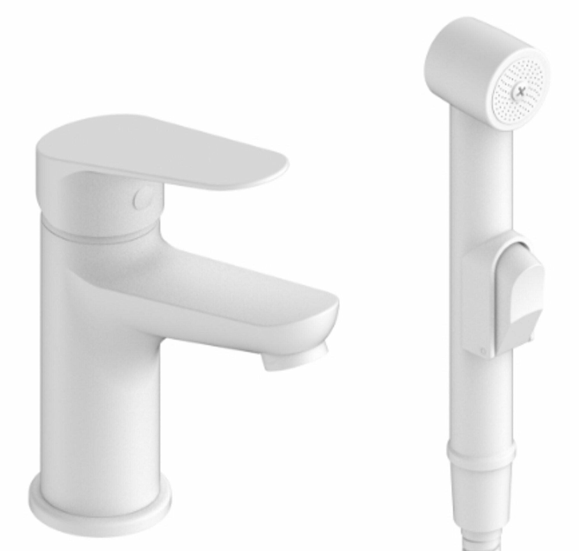 ESKO. Смеситель латунный для раковины с гигиеническим душем / смеситель с гигиенической лейкой Kazan KZ27HW, белый