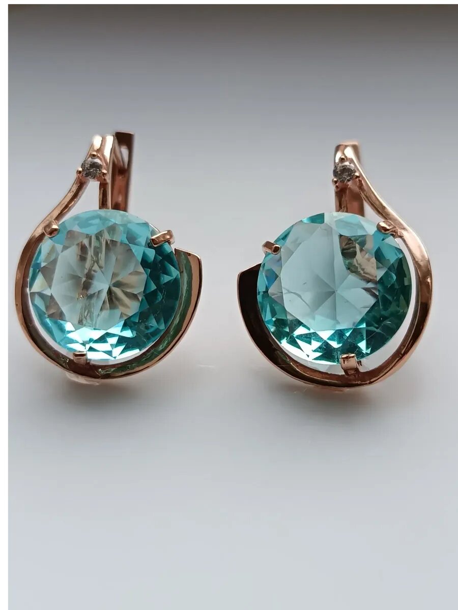 Серьги, топаз синтетический