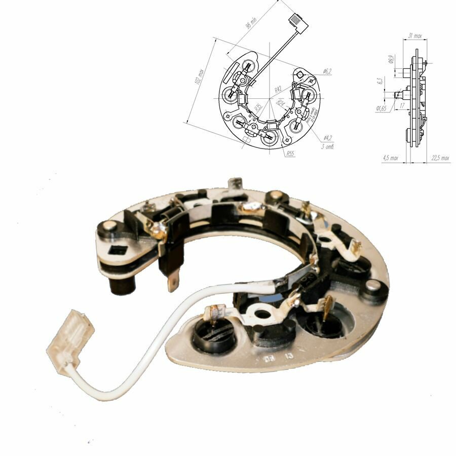 Диодный мост генератора КЗАТЭ 55А на ВАЗ 2108, 2109 н. о.