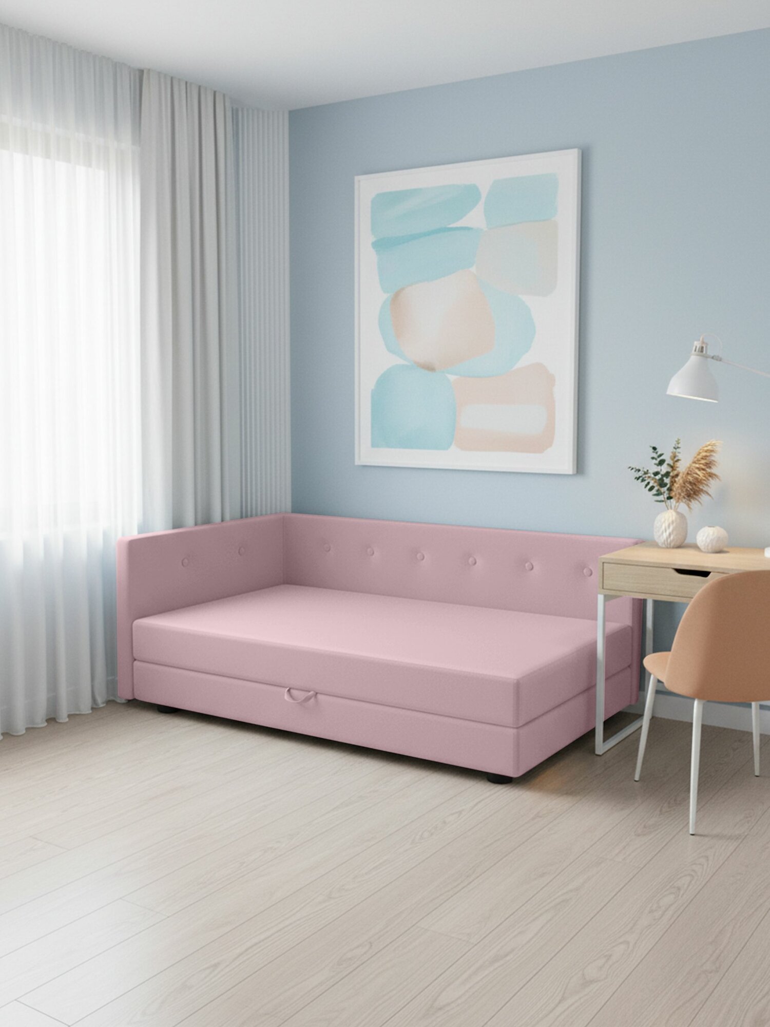 Тахта Лира Слева фокус- мебельная фабрика 100х210х76 см пыльная роза