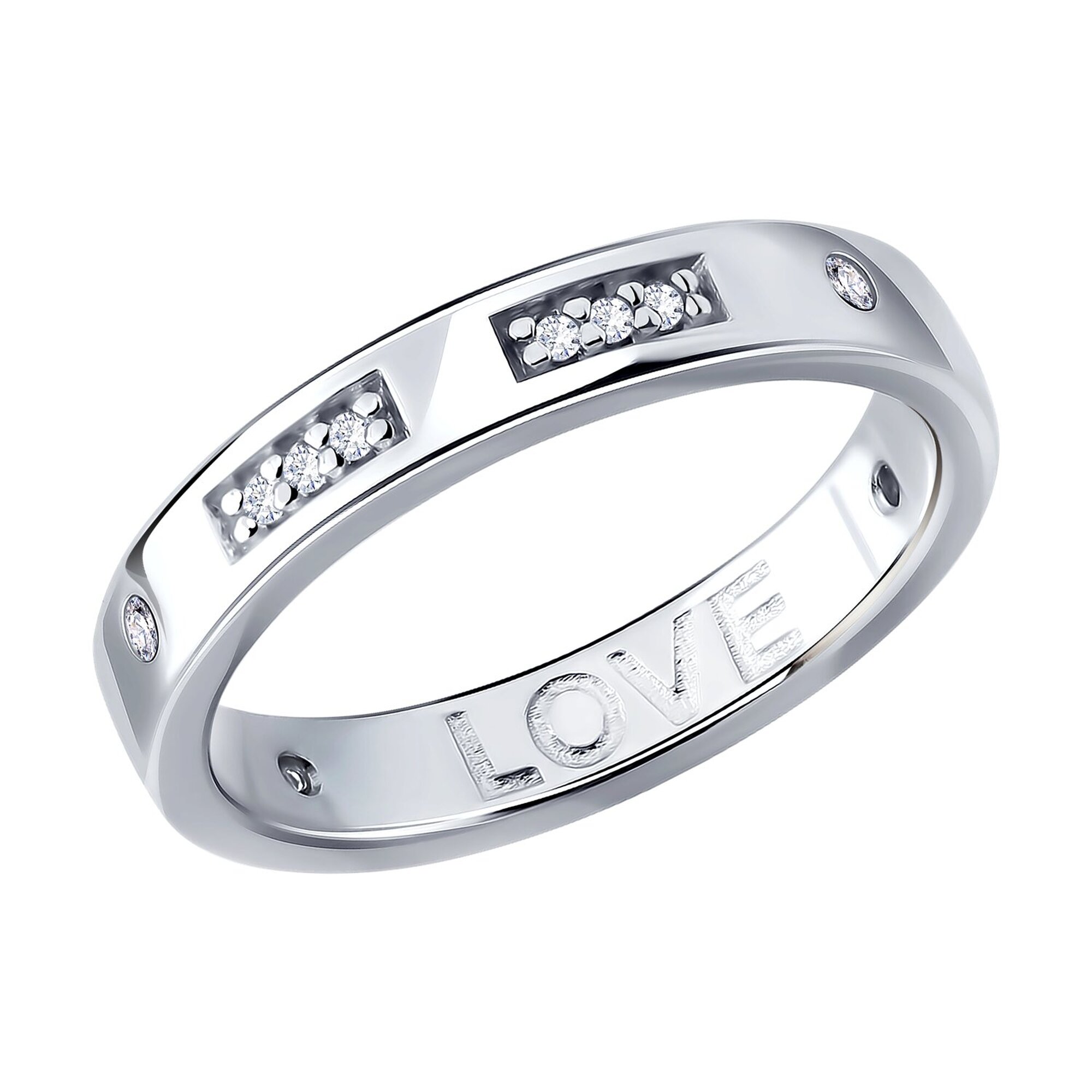 Кольцо, серебро, 925 проба, родирование, фианит