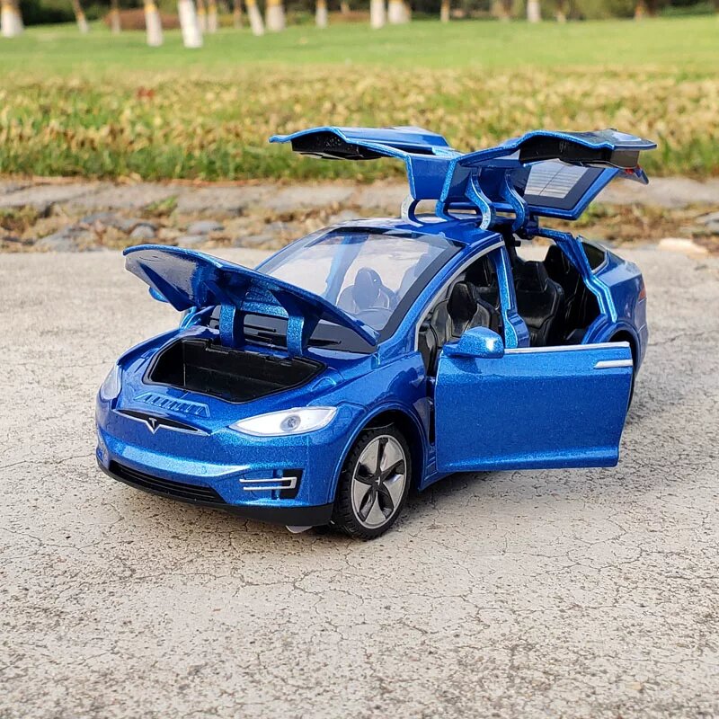 Модель Tesla Model X в масштабе 1:32 из сплава, синяя цветовая версия для коллекционеров